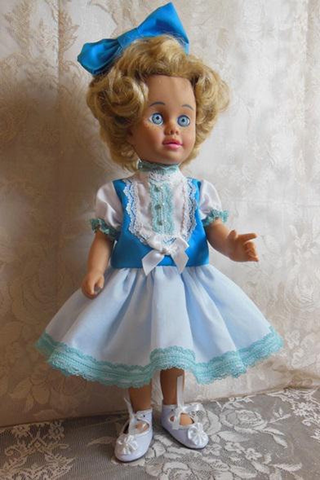 Doll Clothes Blue Lacy Dress Outfit for 14 Mattel Chatty Cathy Dolls NO ...