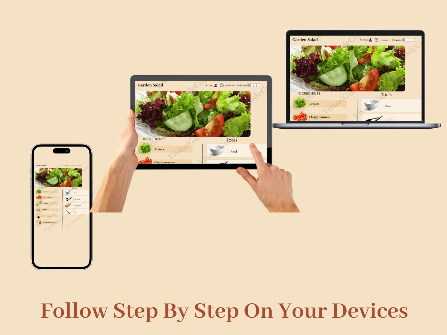 Garden Salad Visual Recipe Card | Step-by-step Visuals | Healthy Eating ...