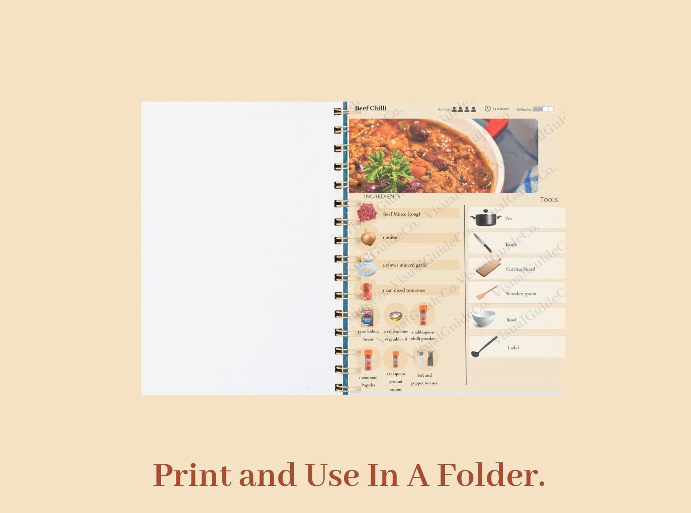 Beef Chili Simple Recipe Card Visual Step-by-step Guide Hearty Comfort ...