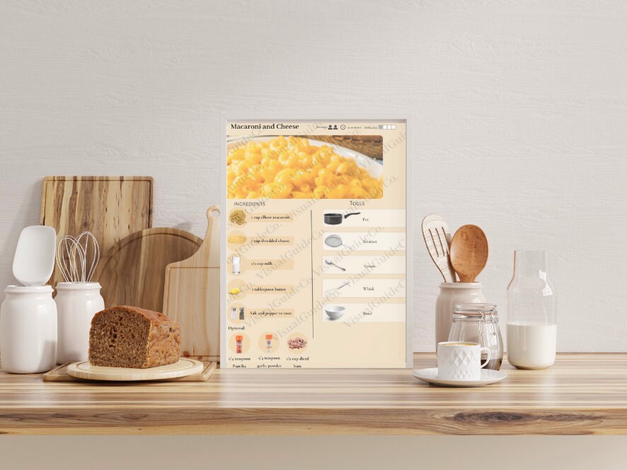 Macaroni and Cheese Visual Recipe Card Step-by-step Visual Guide an All ...