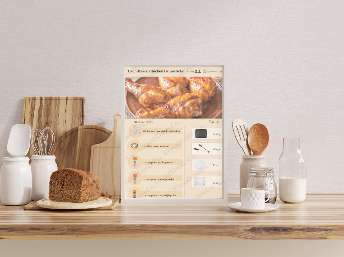 Oven Baked Chicken Drumsticks Visual Recipe Card Step-by-step Guide All ...