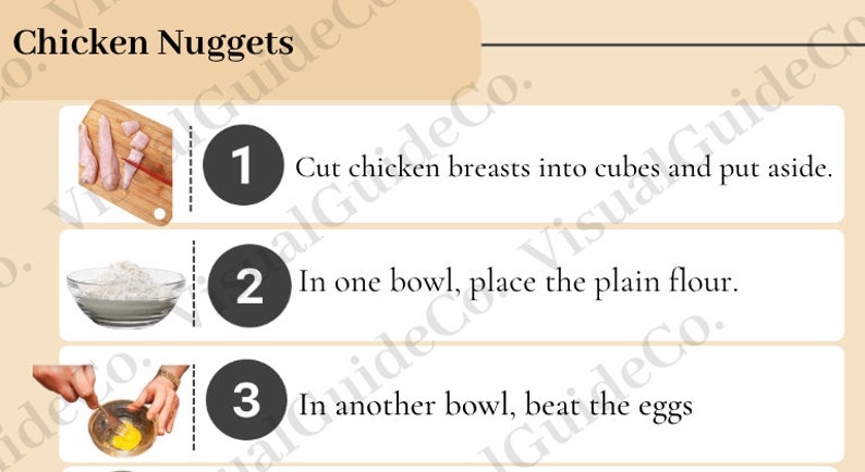 Chicken Nuggets Recipe Card | Visual Step-by-step Guide | Family ...