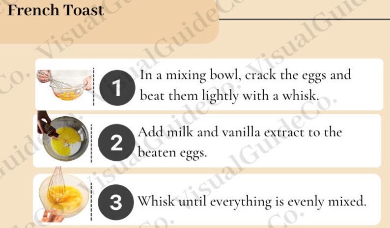 French Toast Recipe Card Visual Step-by-step Guide Simple Classic ...