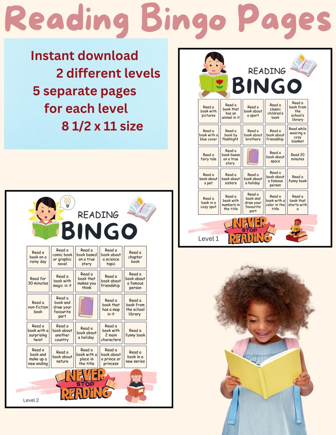 Printable Reading Bingo for Elementary Kids | Fun PDF Game for Early ...