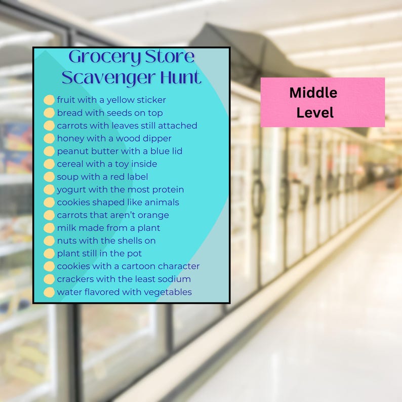 Printable Grocery Store Scavenger Hunt Kit: 3 Levels (PDF Pattern) - Etsy