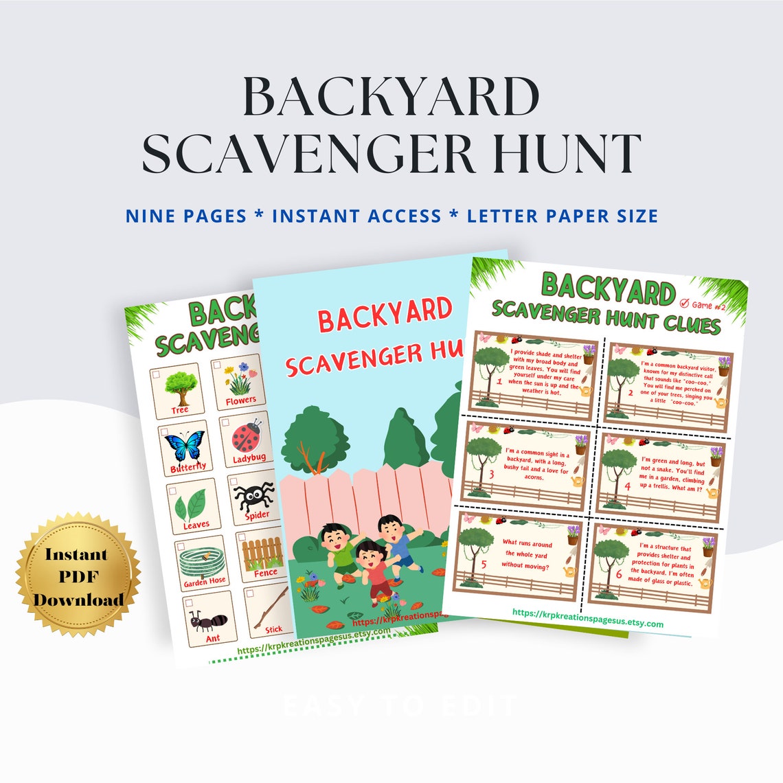 Backyard Scavenger Hunt: Family Outdoor Activity (digital Printable) - Etsy