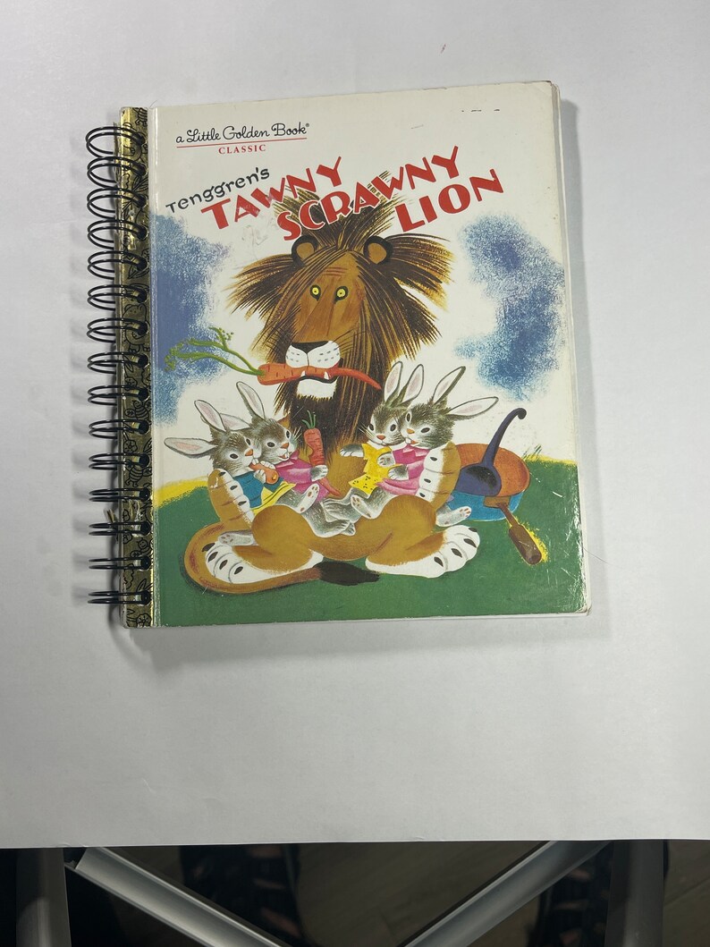 The Tawny Scrawny Lion Upcycled Journal, Repurposed Little Golden Book ...