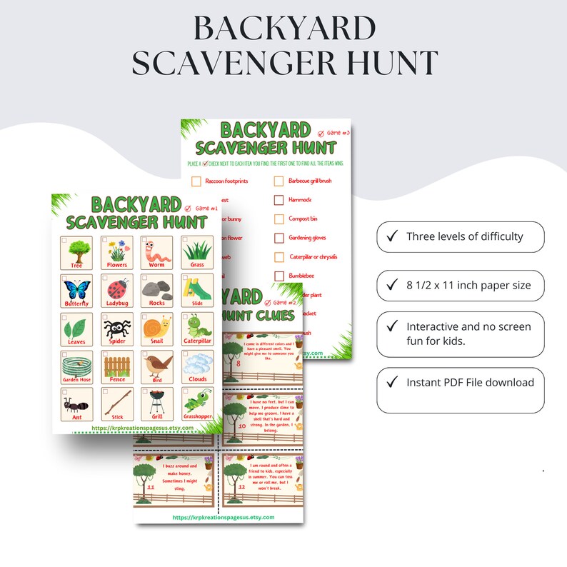 Backyard Scavenger Hunt: Family Outdoor Activity (digital Printable) - Etsy