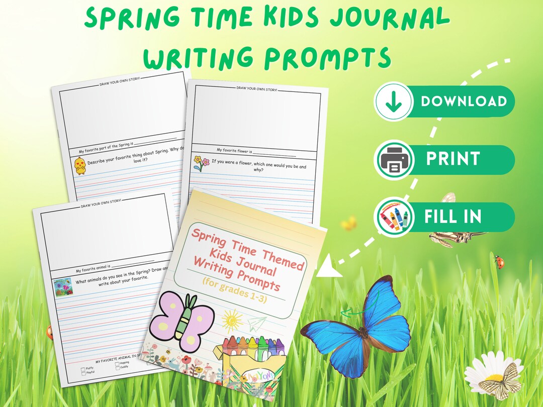 Spring Time Themed Journal Writing Prompts Grades 1 -3, Digital ...