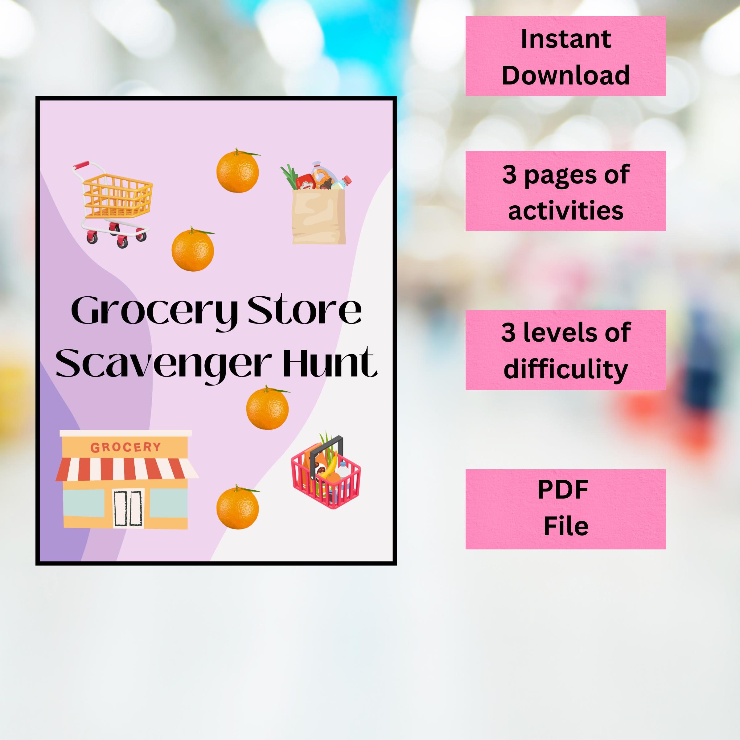 Printable Grocery Store Scavenger Hunt Kit: 3 Levels (PDF Pattern) - Etsy