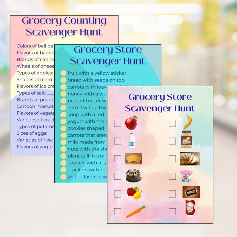 Printable Grocery Store Scavenger Hunt Kit: 3 Levels (PDF Pattern) - Etsy