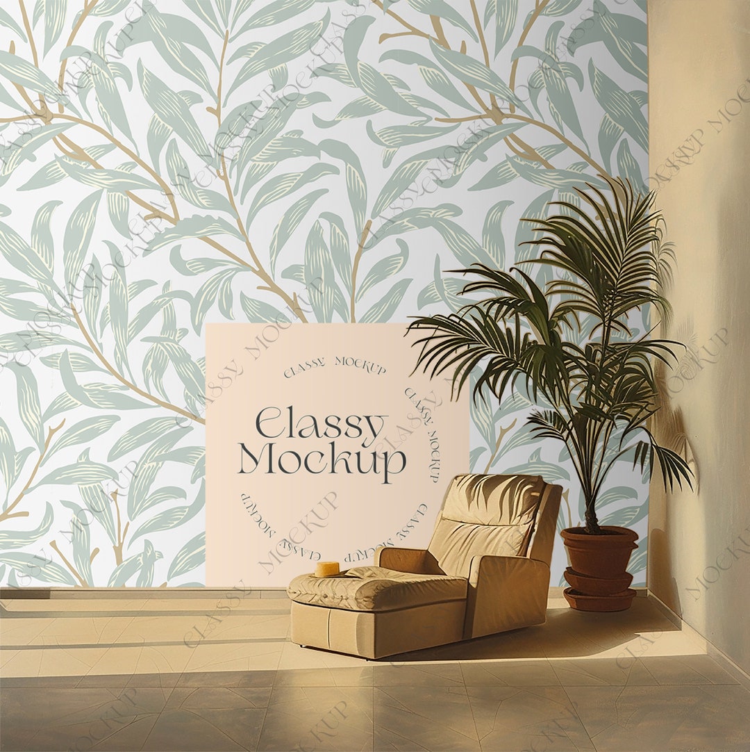 Wallpaper Mockup, Wall Mockup, Wallpaper Template, Digital Illustration ...