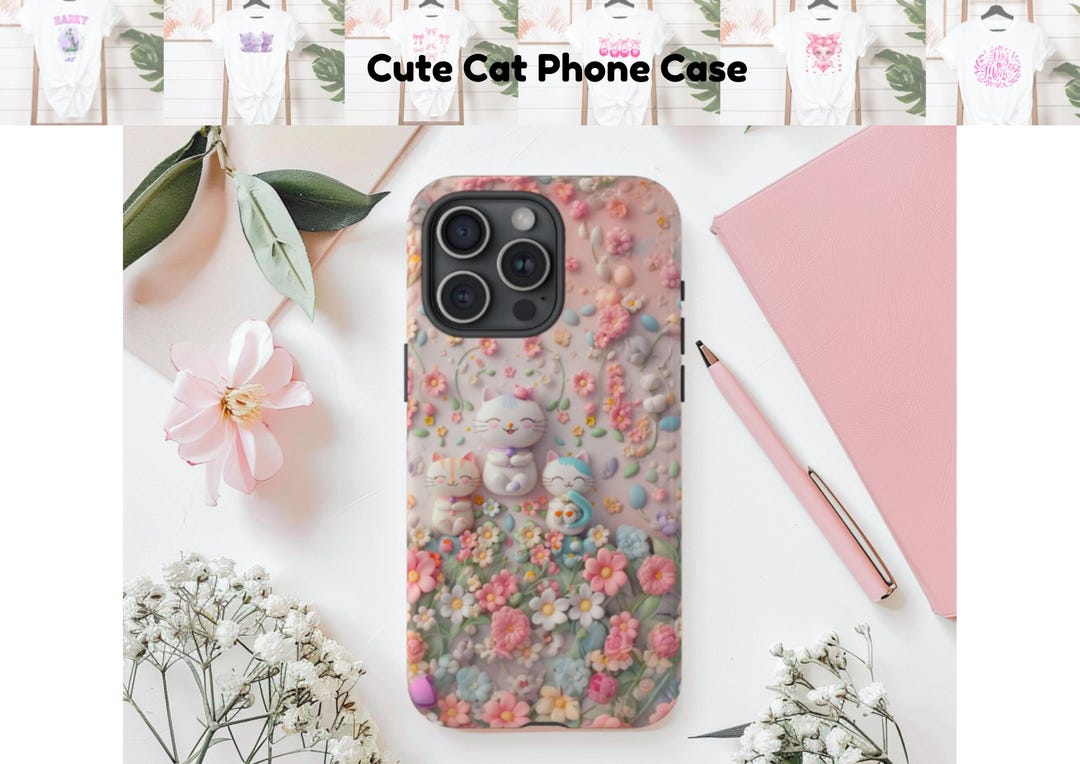 Cat Phone Case, Cute Cat Protective Phone Case, Kawaii Cat Theme Phone ...