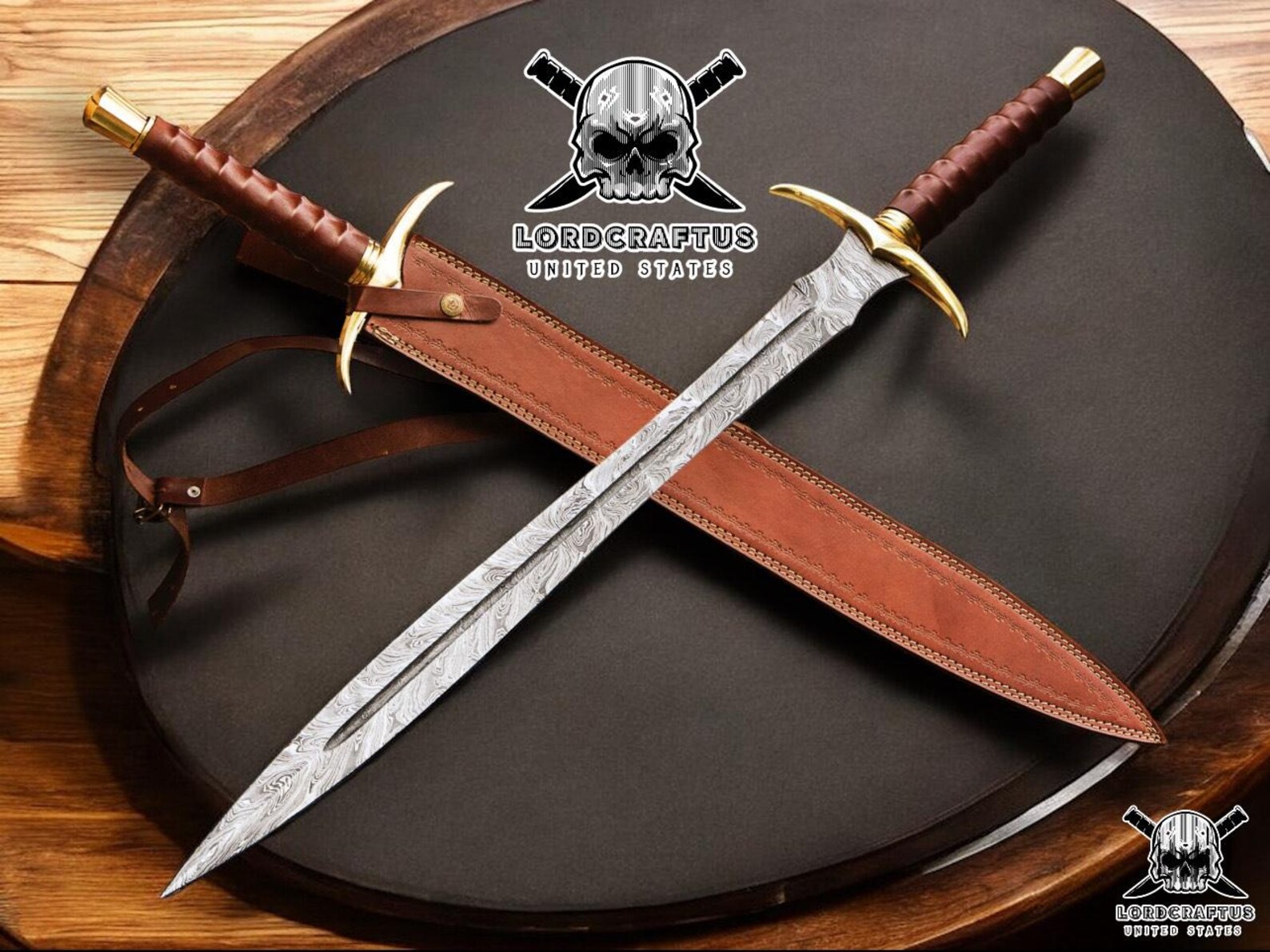 Custom Handmade Real Medieval Viking Damascus Steel Handmade Sword With ...