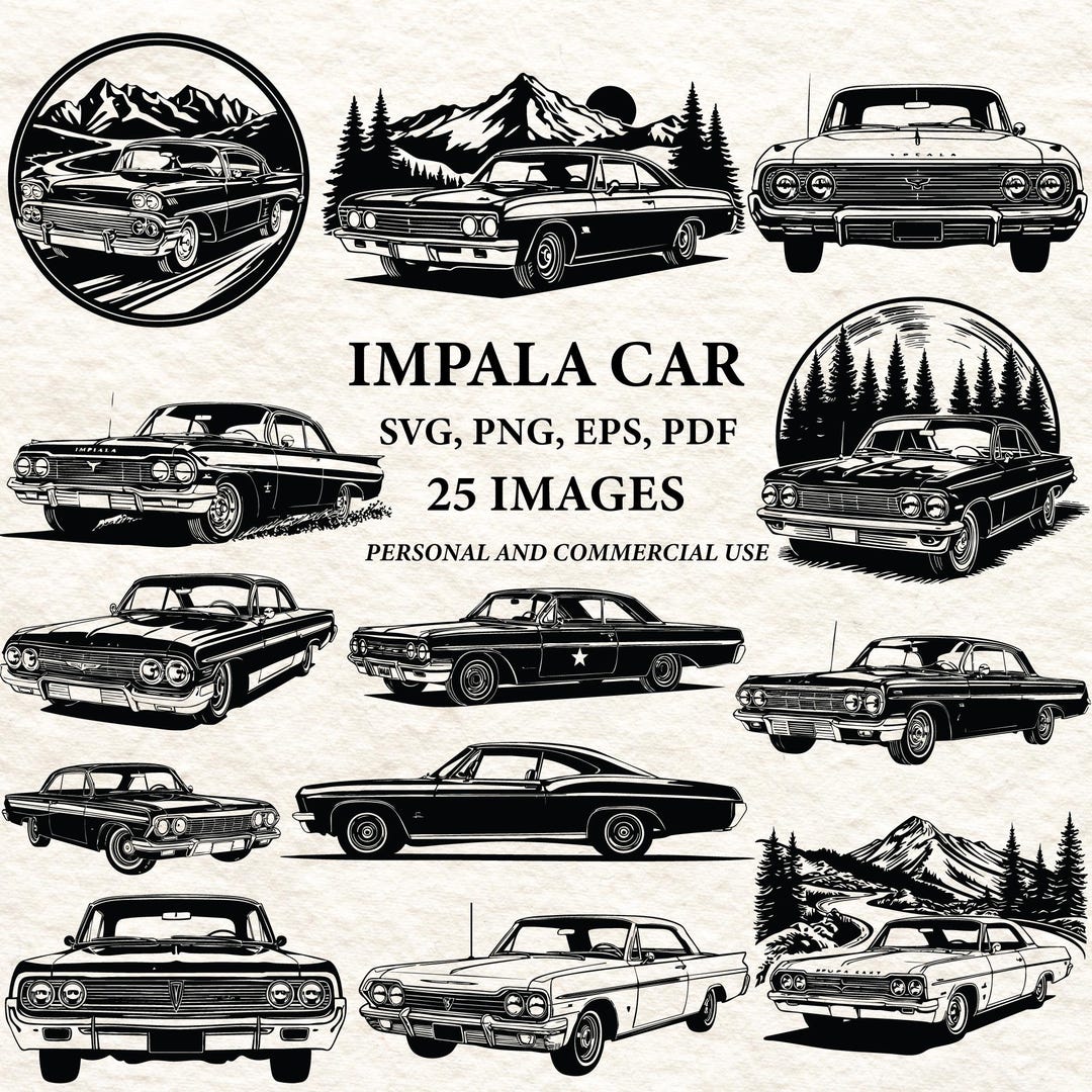 Impala Car SVG Bundle, Impala Car Png, Car Clipart, Laser Engraving Svg ...