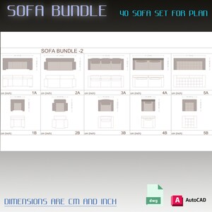 Sofa Set Plan Bundle: Top View Furniture (DWG/CAD) - Etsy