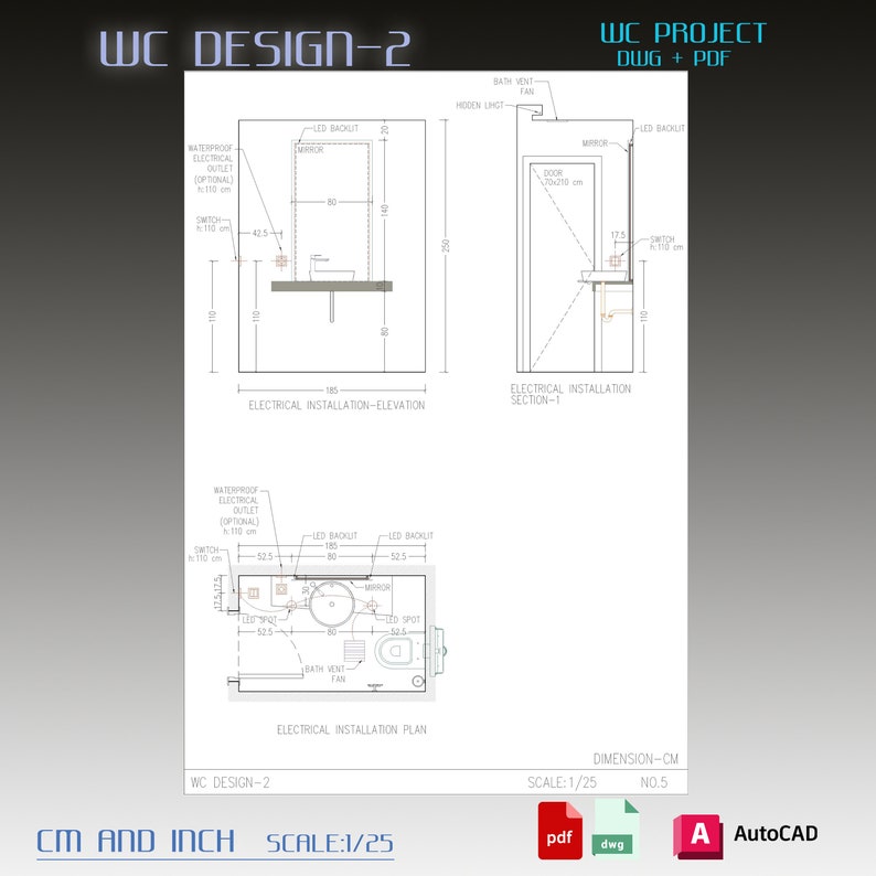 WC Design DWG, Wc Design Ideas, Wc Design, Wc Architectural Drawing, WC ...