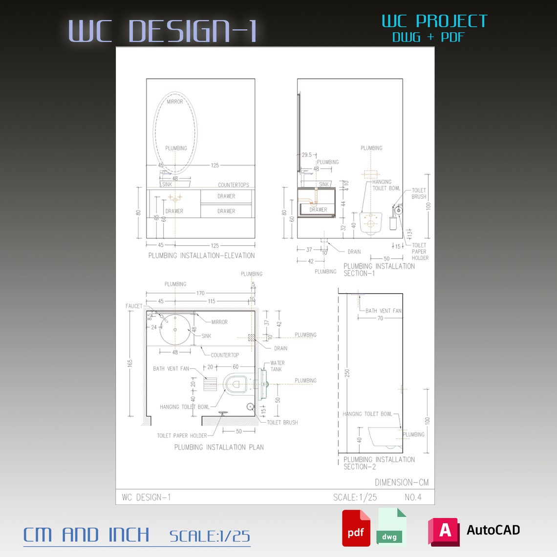WC Design DWG, Wc Design Ideas, Wc Design, Wc Architectural Drawing, WC ...