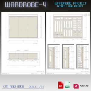 Wardrobe Project: DWG, Render, Plan, Elevations (PDF) - Etsy