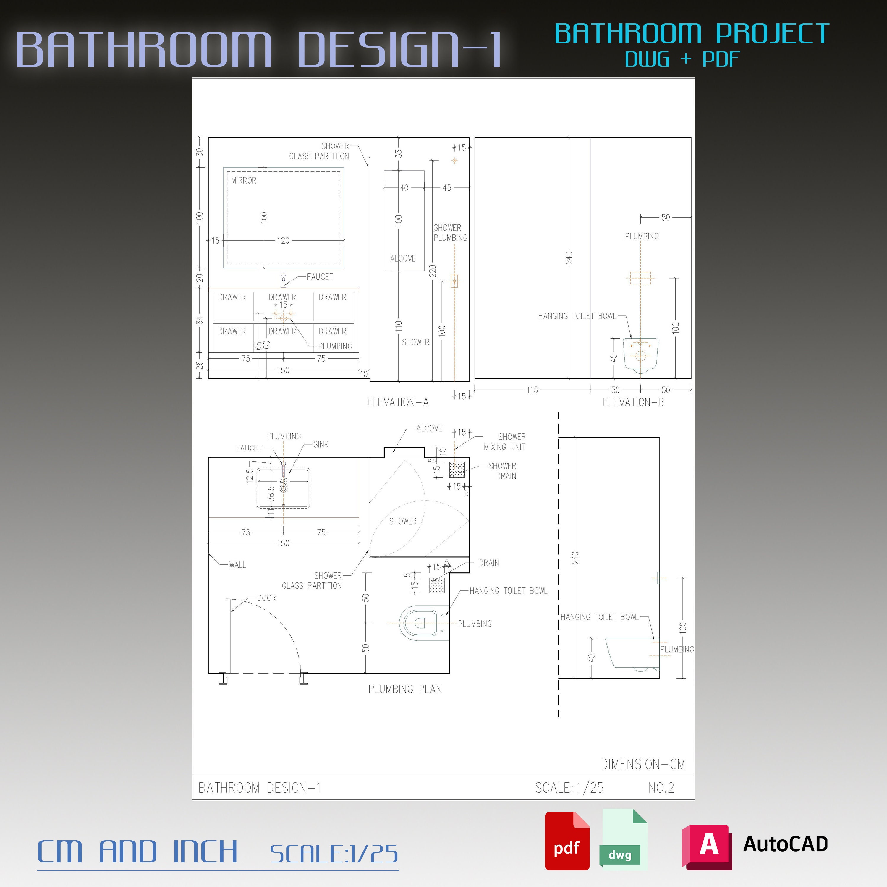 Bathroom Design DWG, Bathroom Design Ideas, Bathroom Design, Bathroom ...