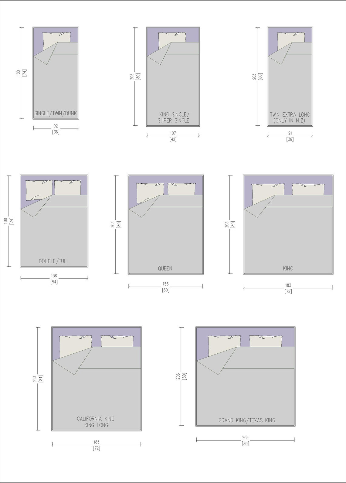 Australia&new Zealand Bed Sizes, Bed Sizes, Bed Dwg, Bed Architectural ...
