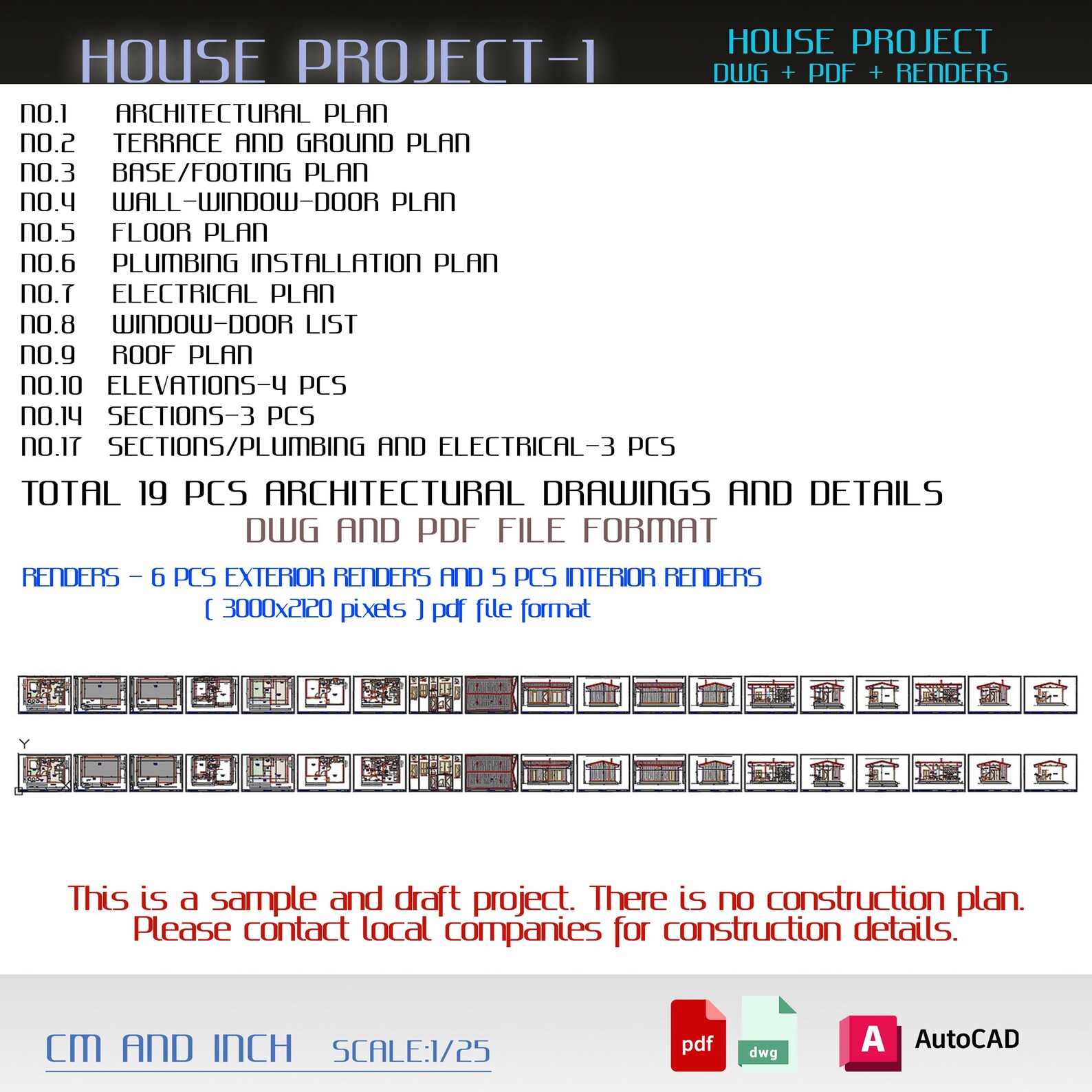 House Project DWG, House 3d Render, 1 Bedroom House, House ...