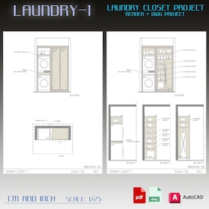 Laundry Closet Design: DWG Project With Renders (PDF) - Etsy