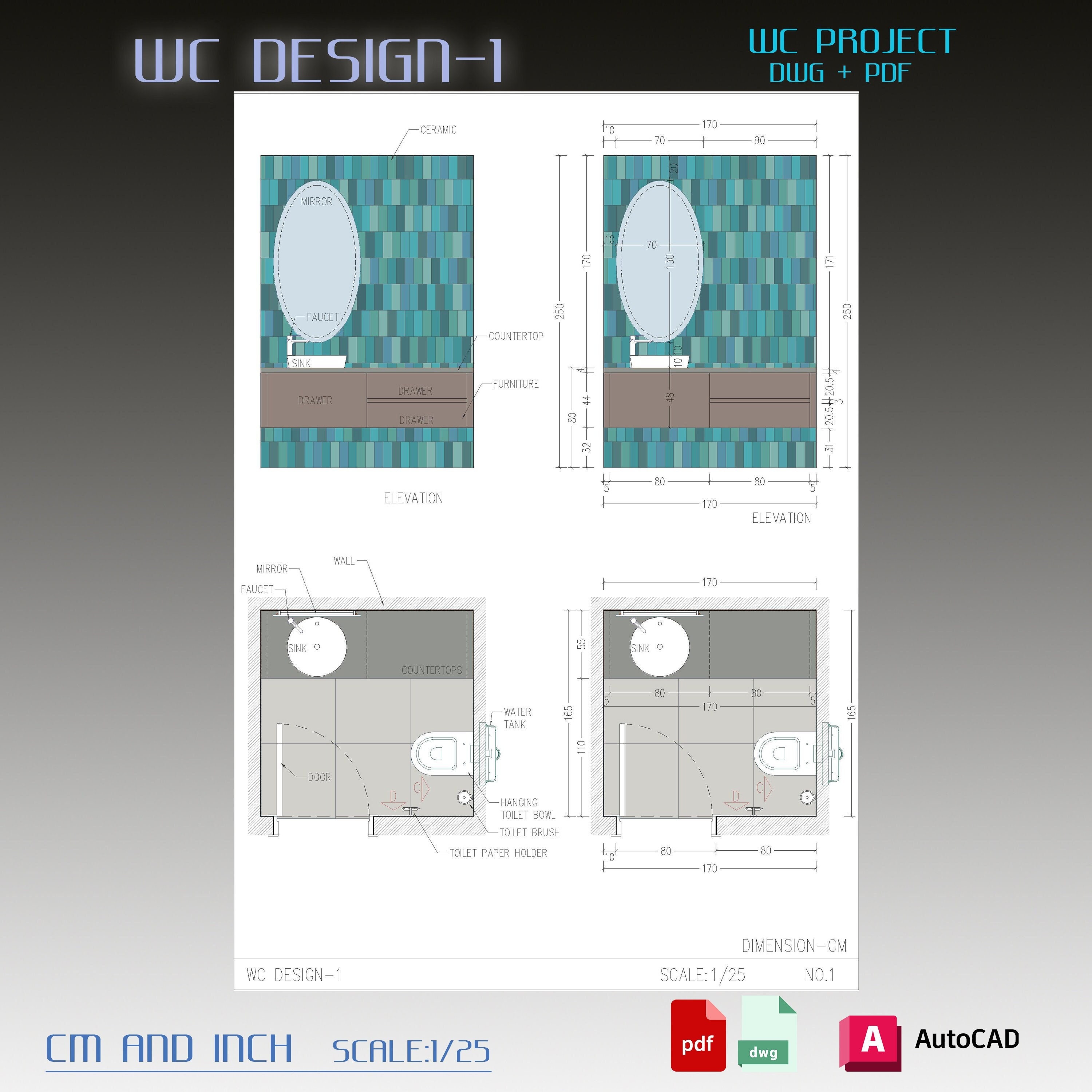 WC Design DWG, Wc Design Ideas, Wc Design, Wc Architectural Drawing, WC ...
