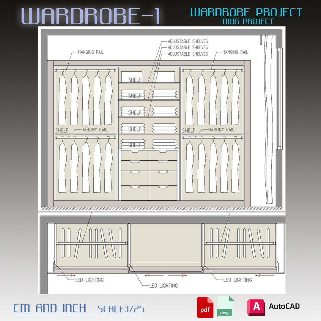 Wardrobe Project DWG, Wardrobe 3d Render, Wardrobe Design, Wardrobe ...