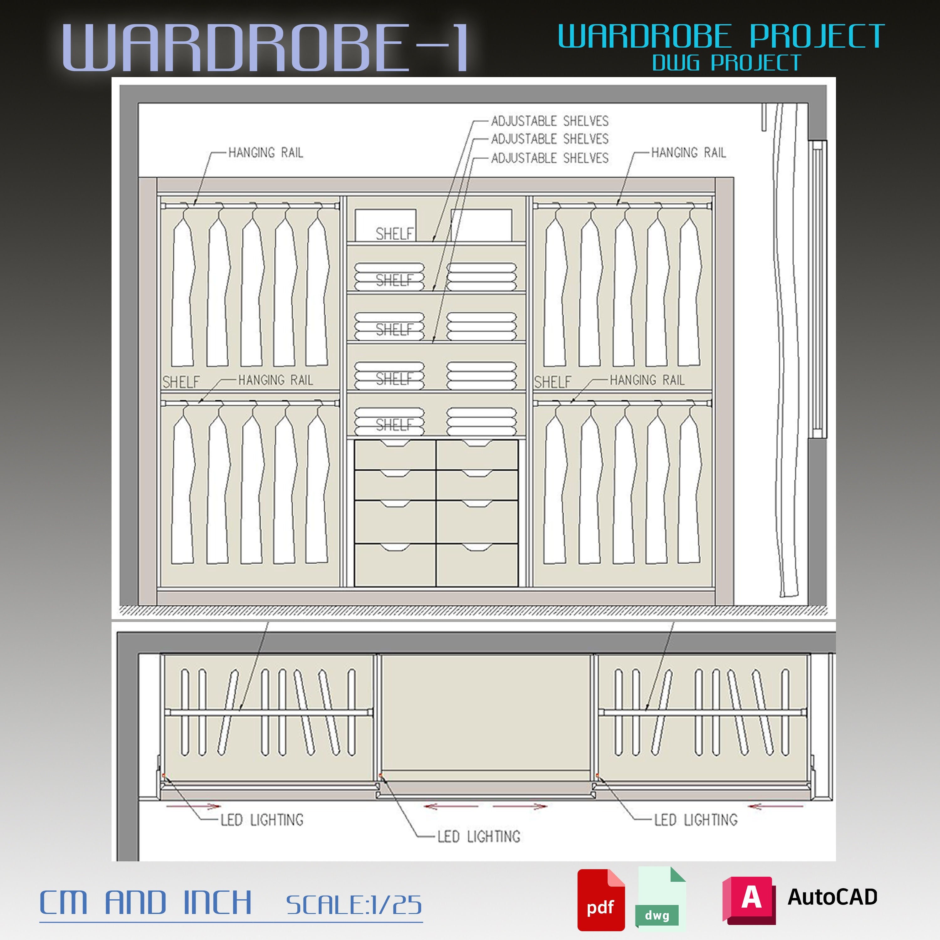 Wardrobe Project DWG, Wardrobe 3d Render, Wardrobe Design, Wardrobe ...