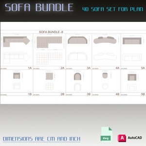 Sofa Set Plan Bundle: Top View Furniture (DWG/CAD) - Etsy