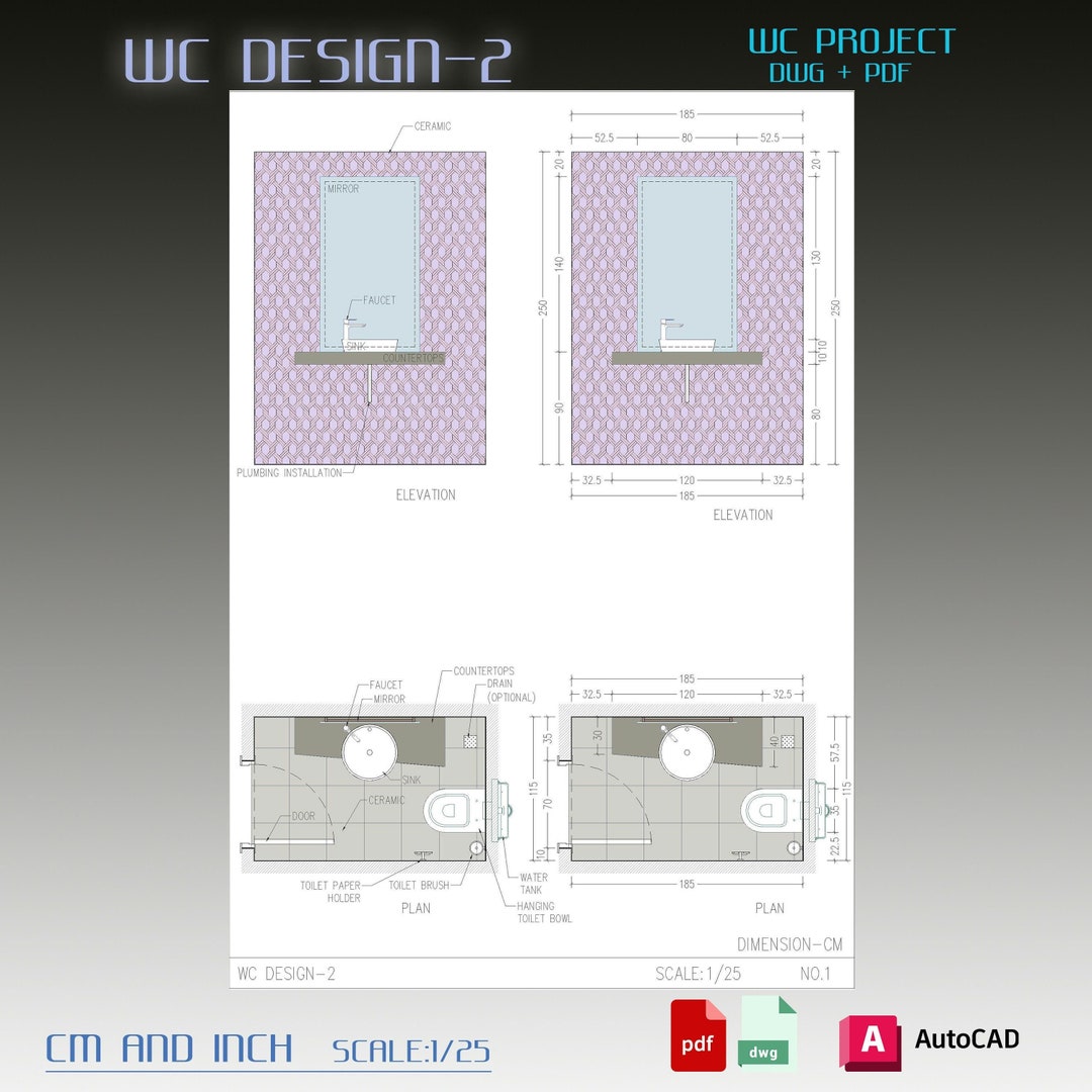 WC Design DWG, Wc Design Ideas, Wc Design, Wc Architectural Drawing, WC ...