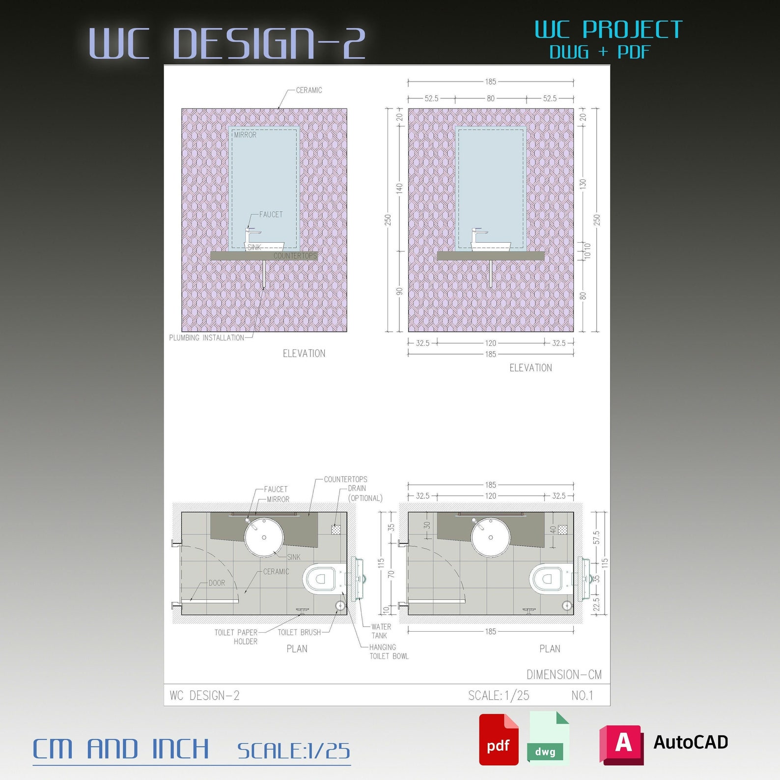 WC Design DWG, Wc Design Ideas, Wc Design, Wc Architectural Drawing, WC ...