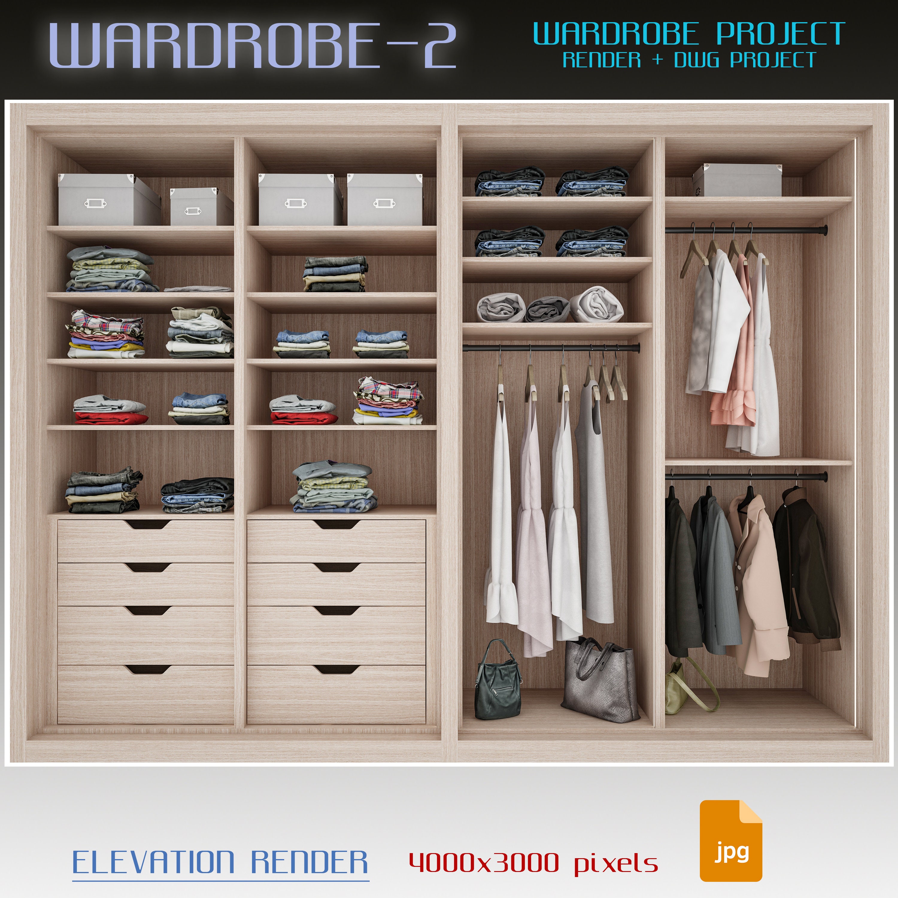 Wardrobe Project: DWG CAD Files, Render (digital Download) - Etsy