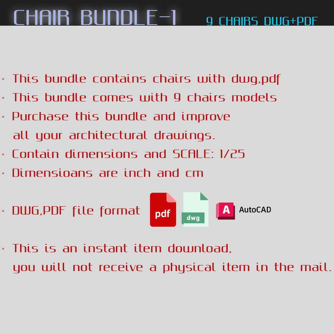 Chair Bundle Elevation DWG/CAD, Elevation Chair, Furniture Elevation ...