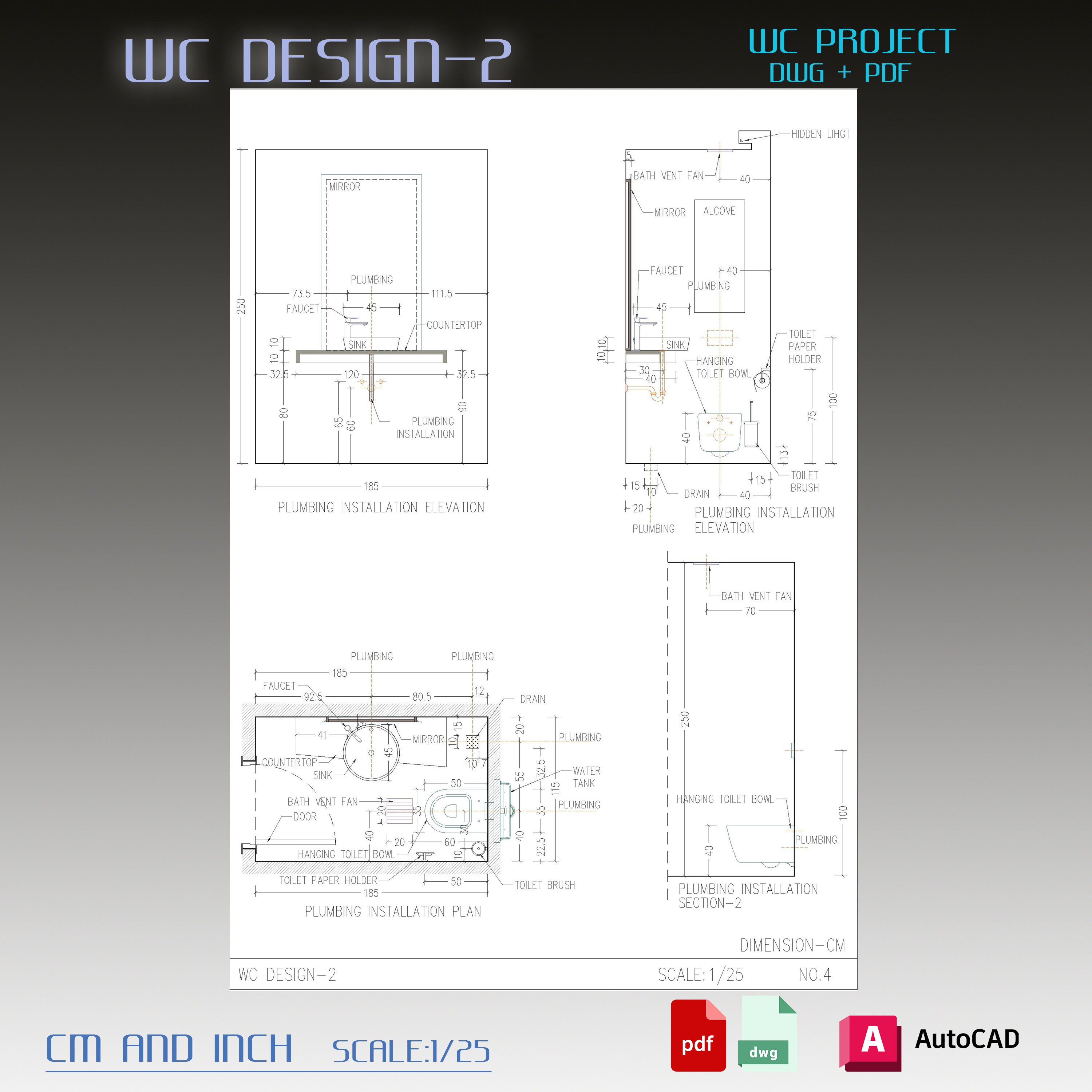WC Design DWG, Wc Design Ideas, Wc Design, Wc Architectural Drawing, WC ...