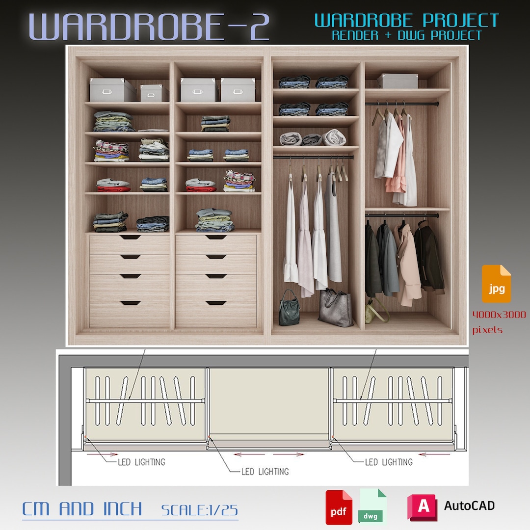 Wardrobe Project: DWG CAD Files, Render (digital Download) - Etsy