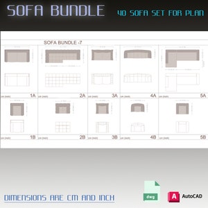 BIG Sofa Set Bundle Plan DWG/CAD, Top View Sofa, Furniture Plan ...