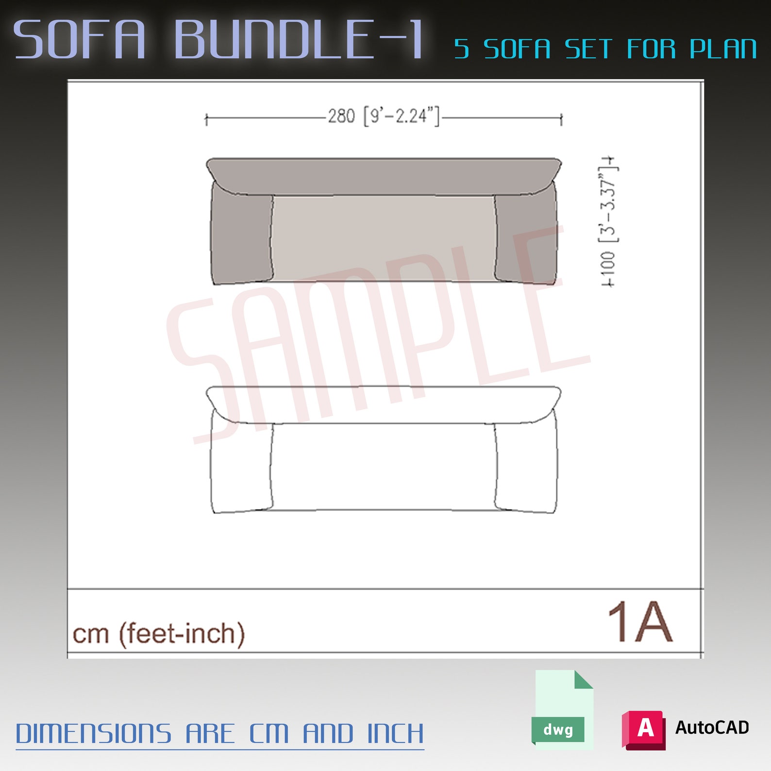 Sofa Set Bundle Plan DWG/CAD, Top View Sofa, Furniture Plan ...