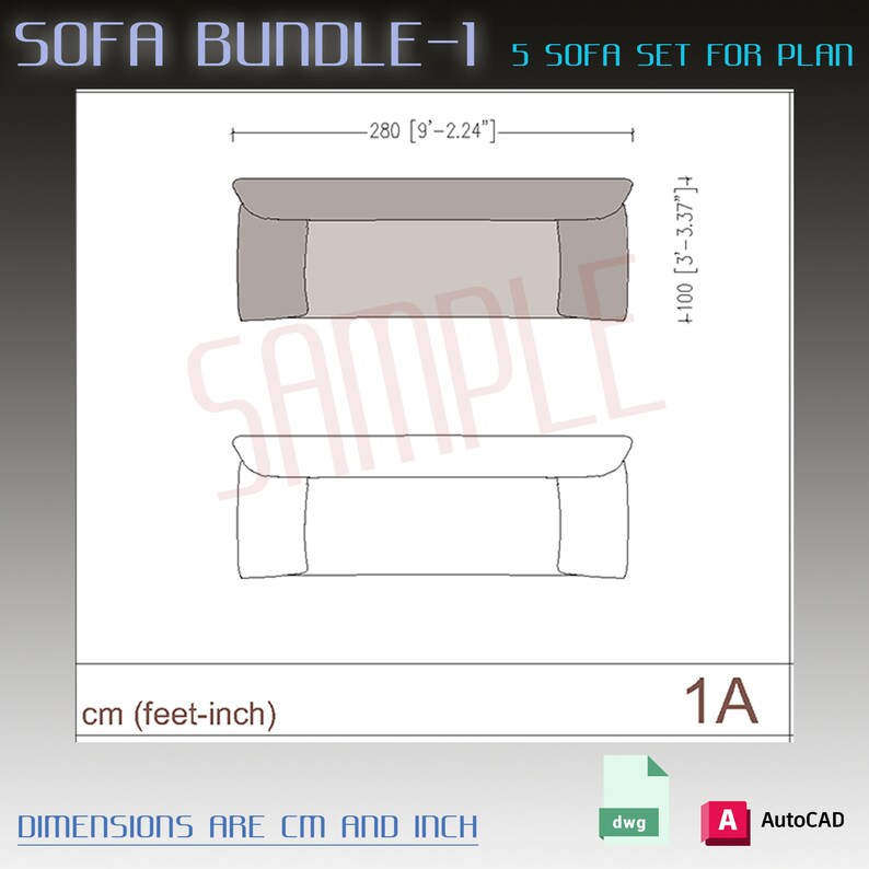 Sofa Set Bundle Plan DWG/CAD, Top View Sofa, Furniture Plan ...