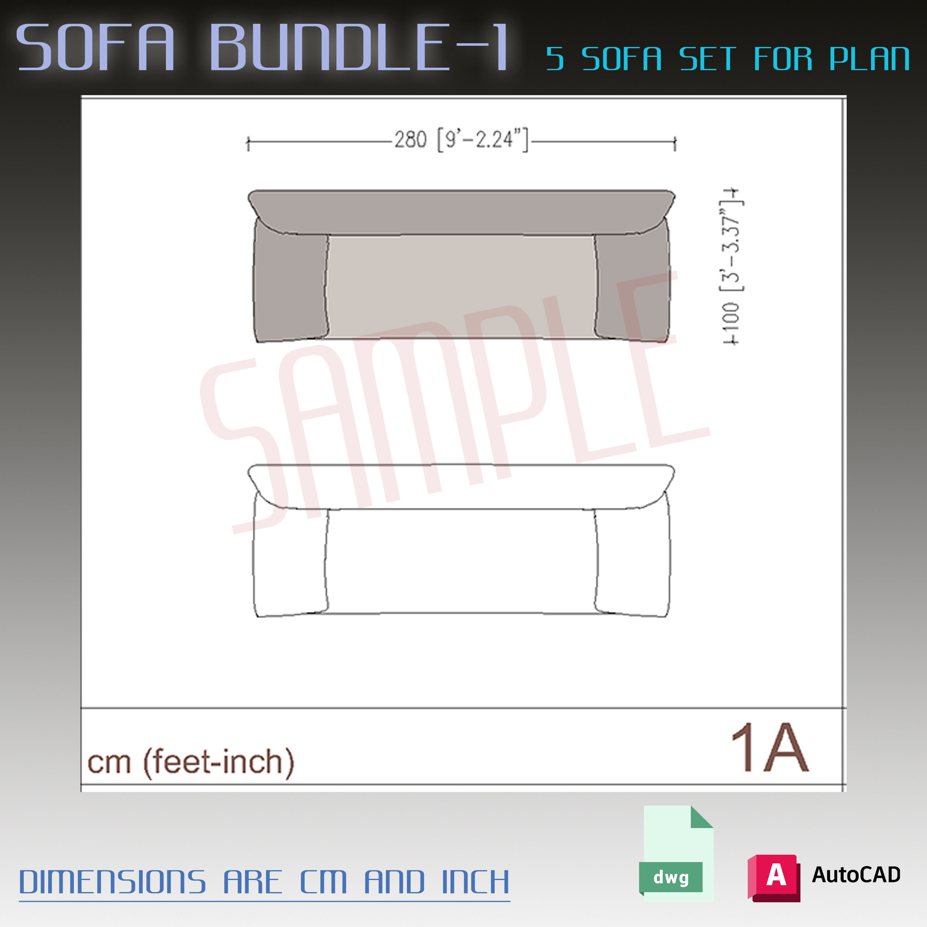 Sofa Set Bundle Plan DWG/CAD, Top View Sofa, Furniture Plan ...