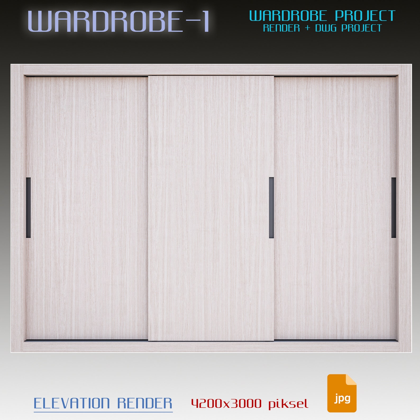 Wardrobe Project DWG, Wardrobe 3d Render, Wardrobe Design, Wardrobe ...