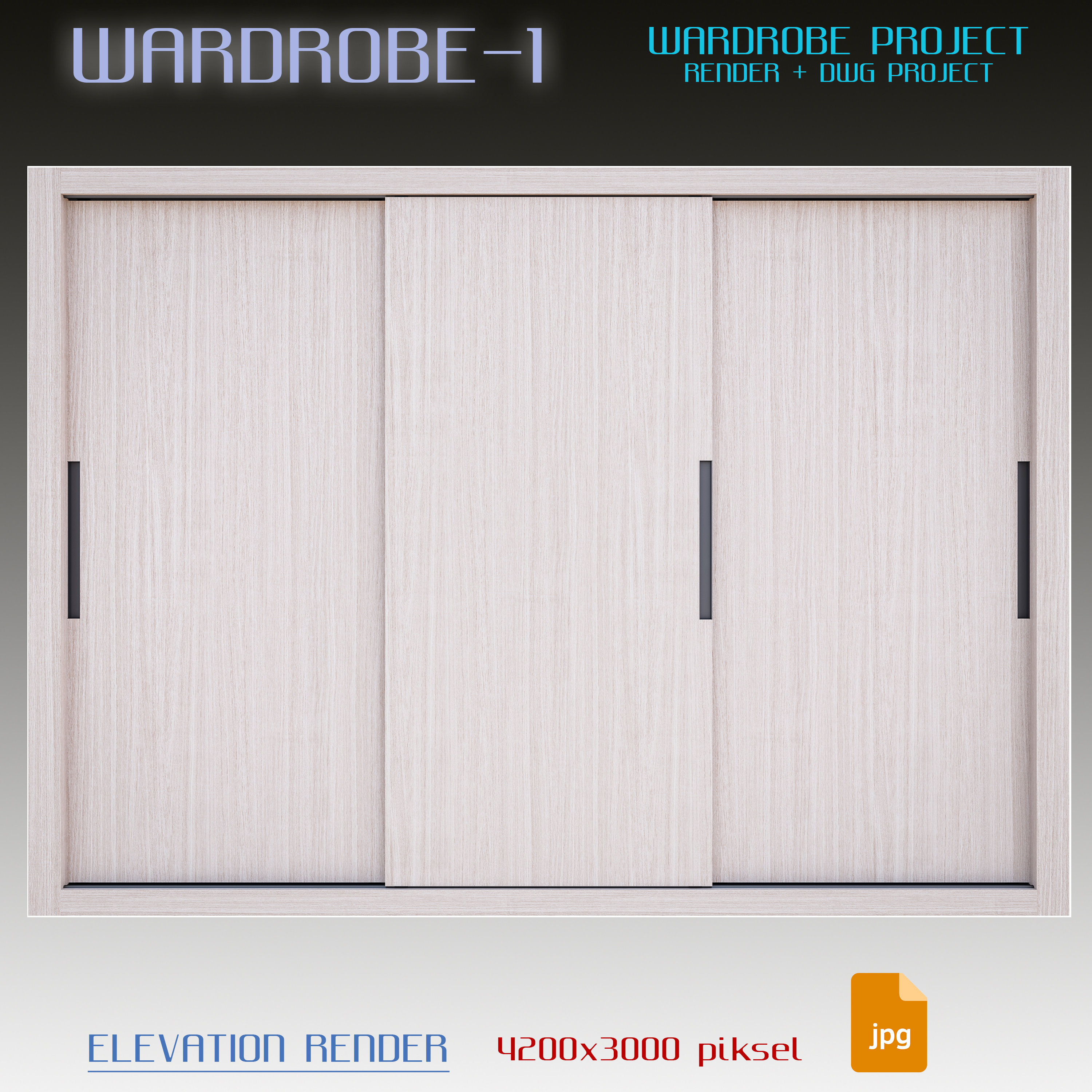 Wardrobe Project DWG, Wardrobe 3d Render, Wardrobe Design, Wardrobe ...