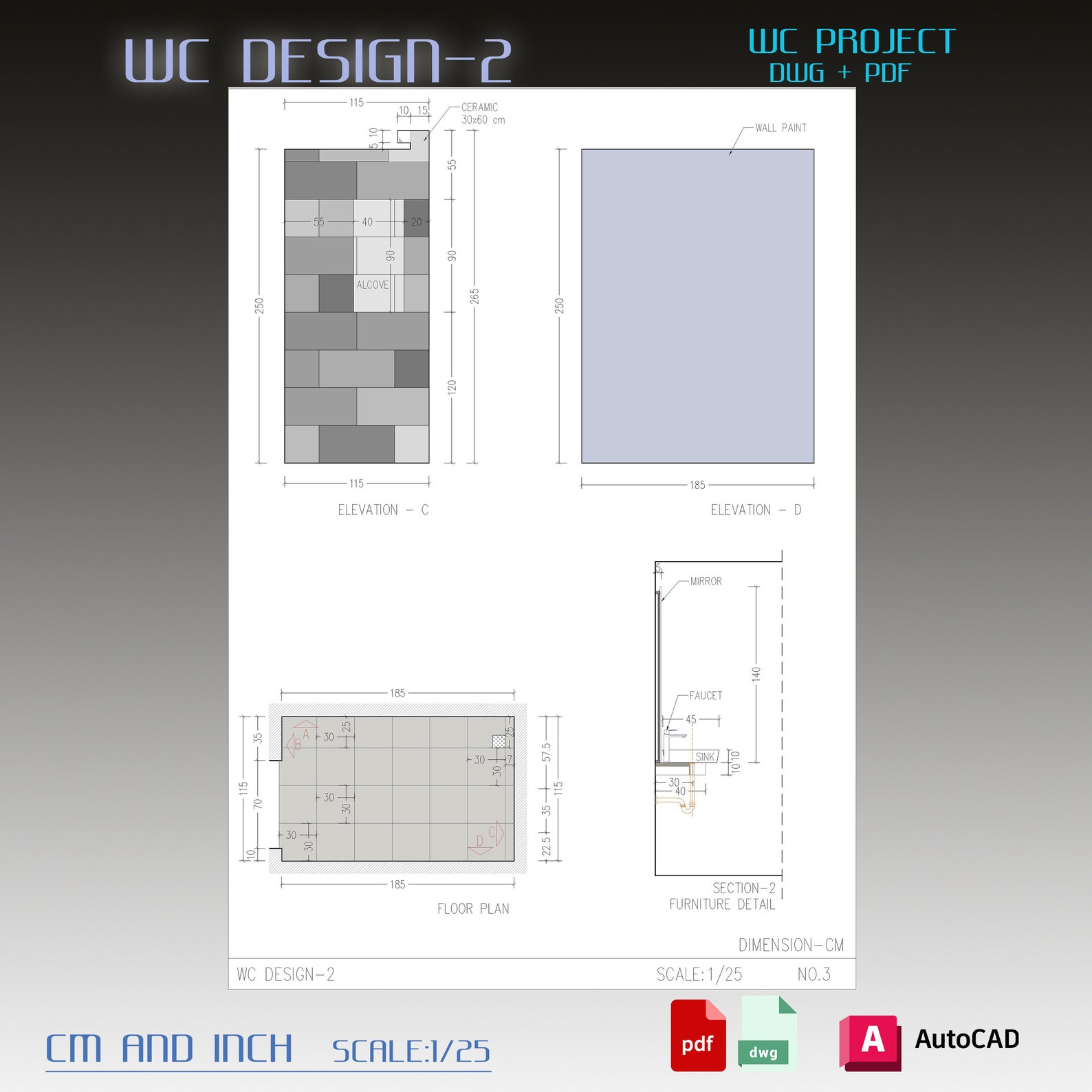 WC Design DWG, Wc Design Ideas, Wc Design, Wc Architectural Drawing, WC ...
