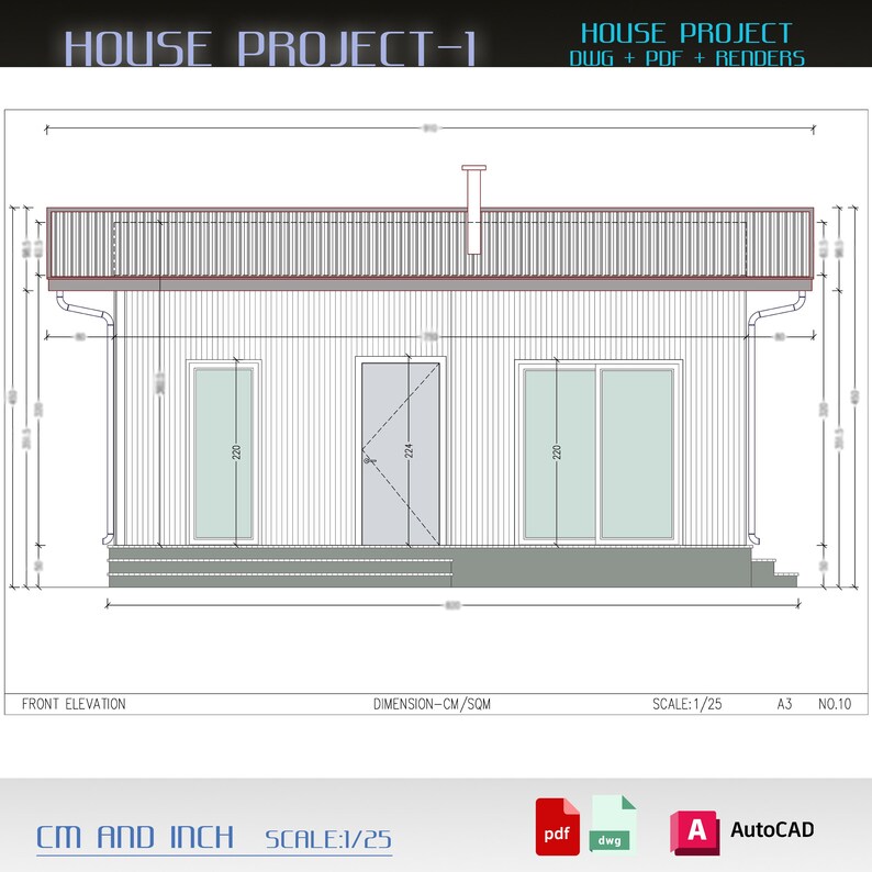 Small Cottage House Plan: 1-bedroom Architectural DWG CAD (PDF) - Etsy