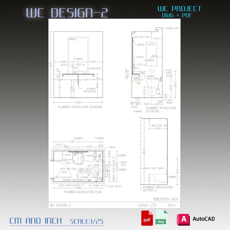WC Design DWG, Wc Design Ideas, Wc Design, Wc Architectural Drawing, WC ...