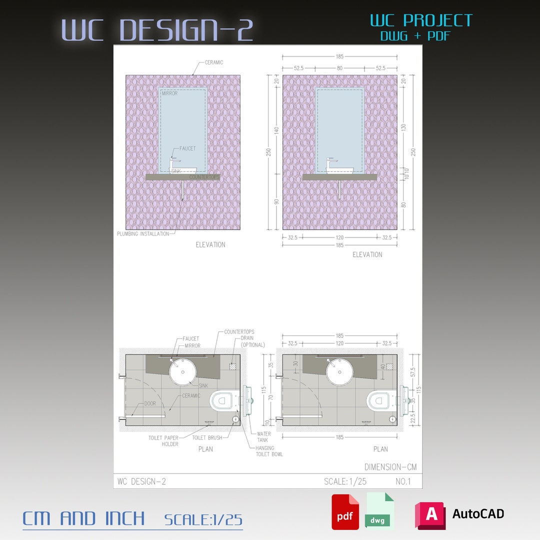 WC Design DWG, Wc Design Ideas, Wc Design, Wc Architectural Drawing, WC ...