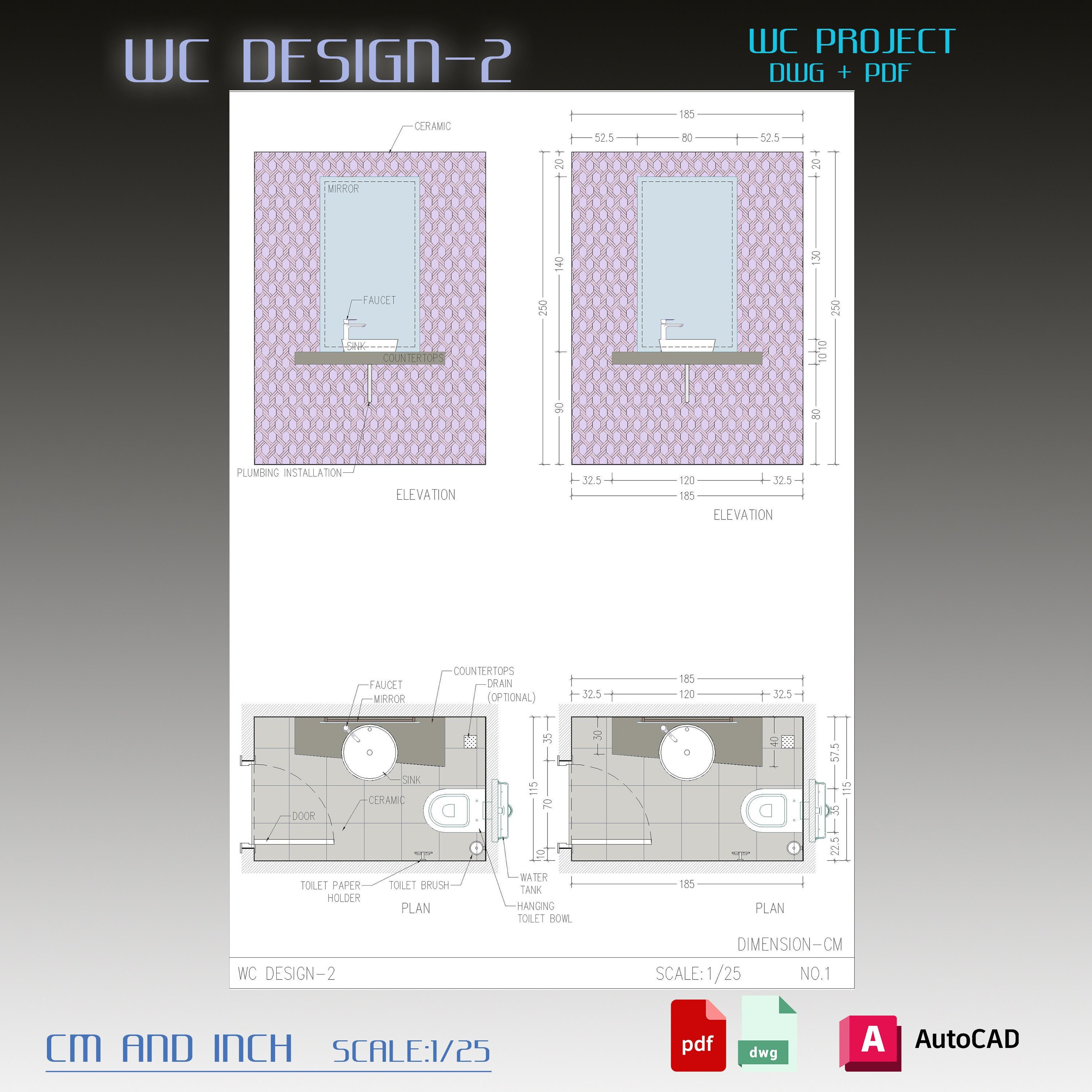 WC Design DWG, Wc Design Ideas, Wc Design, Wc Architectural Drawing, WC ...