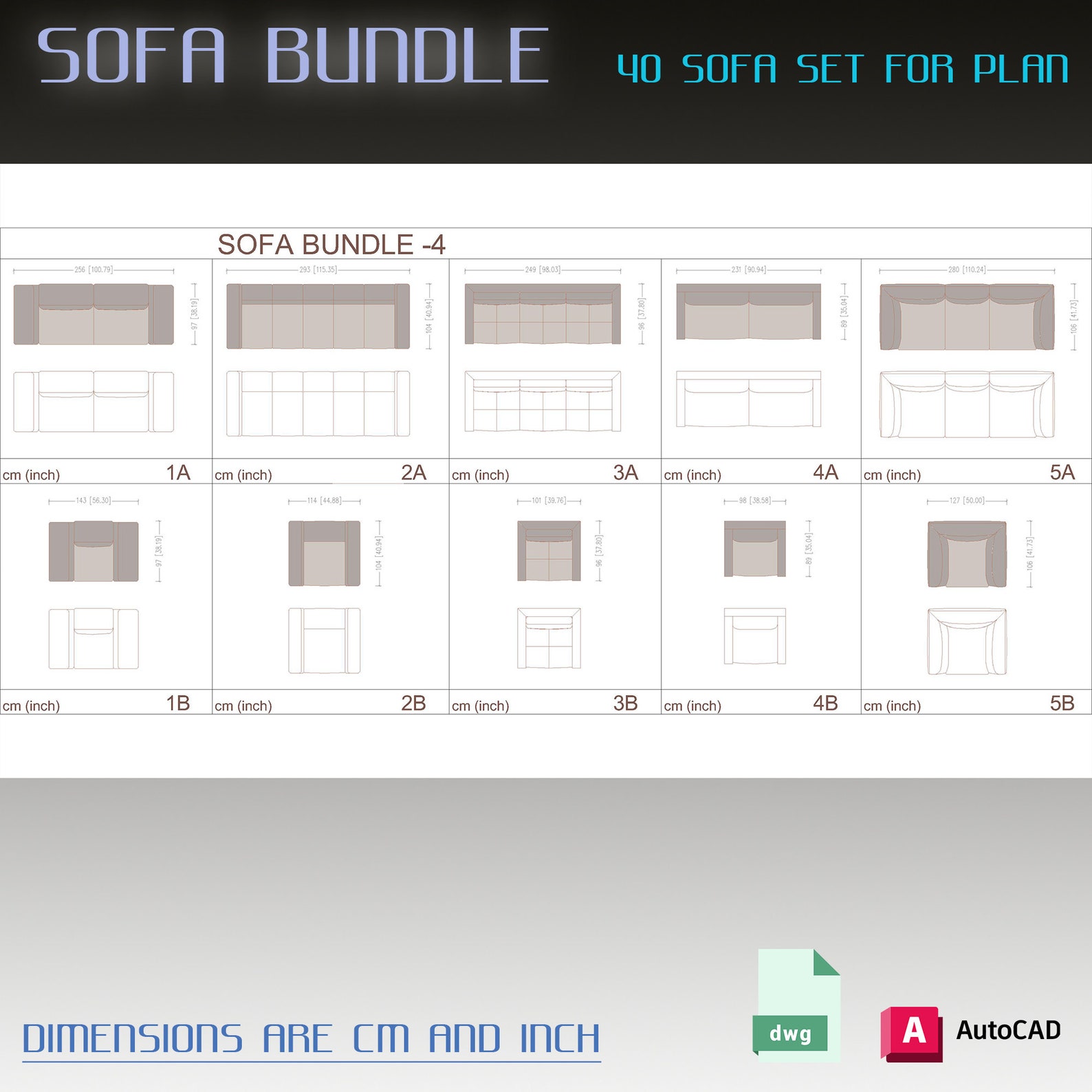 Sofa Set Plan Bundle: Top View Furniture (DWG/CAD) - Etsy