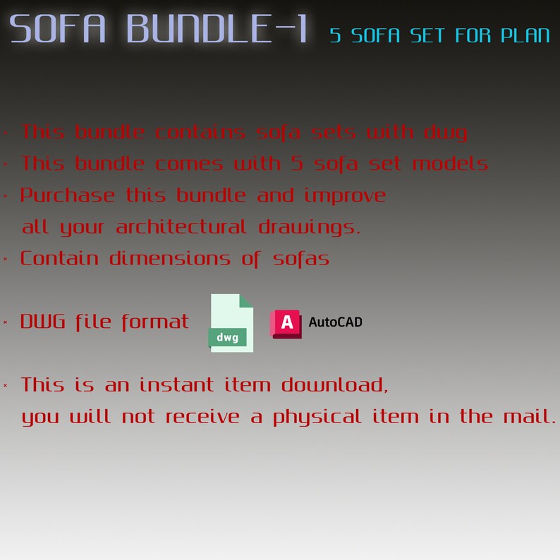 Sofa Set Bundle Plan DWG/CAD, Top View Sofa, Furniture Plan ...